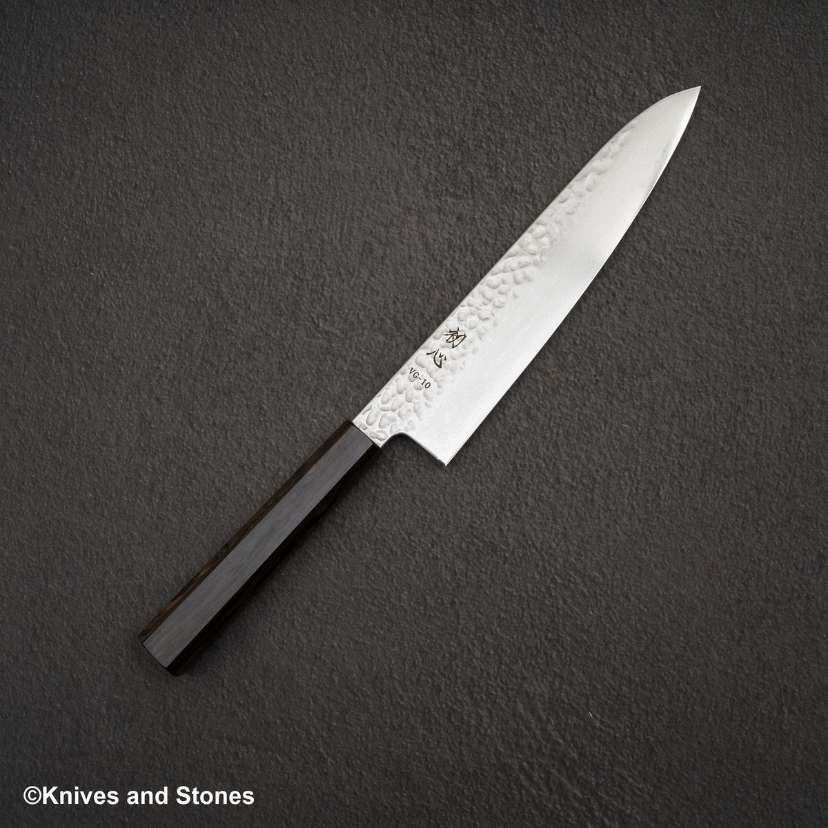 Hatsukokoro Hayabusa VG10 Damascus Tsuchime Gyuto 210mm Ebony Handle ...